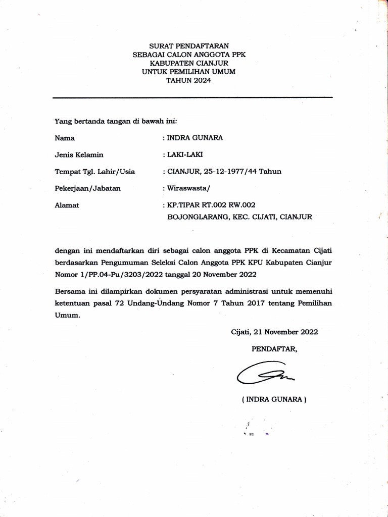 Surat Pendaftaran | PDF