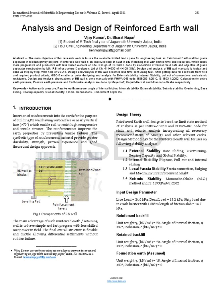 Analysis and Design of Reinforced Earth Wall | PDF | Friction ...
