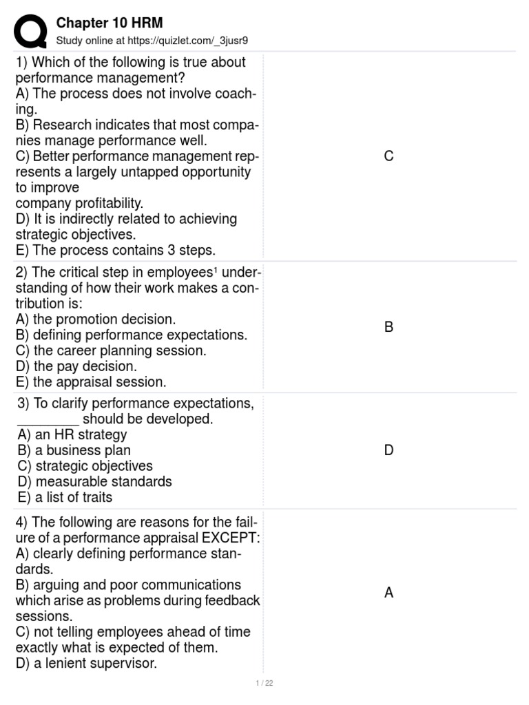 HRM Mcqs CH 10 | PDF