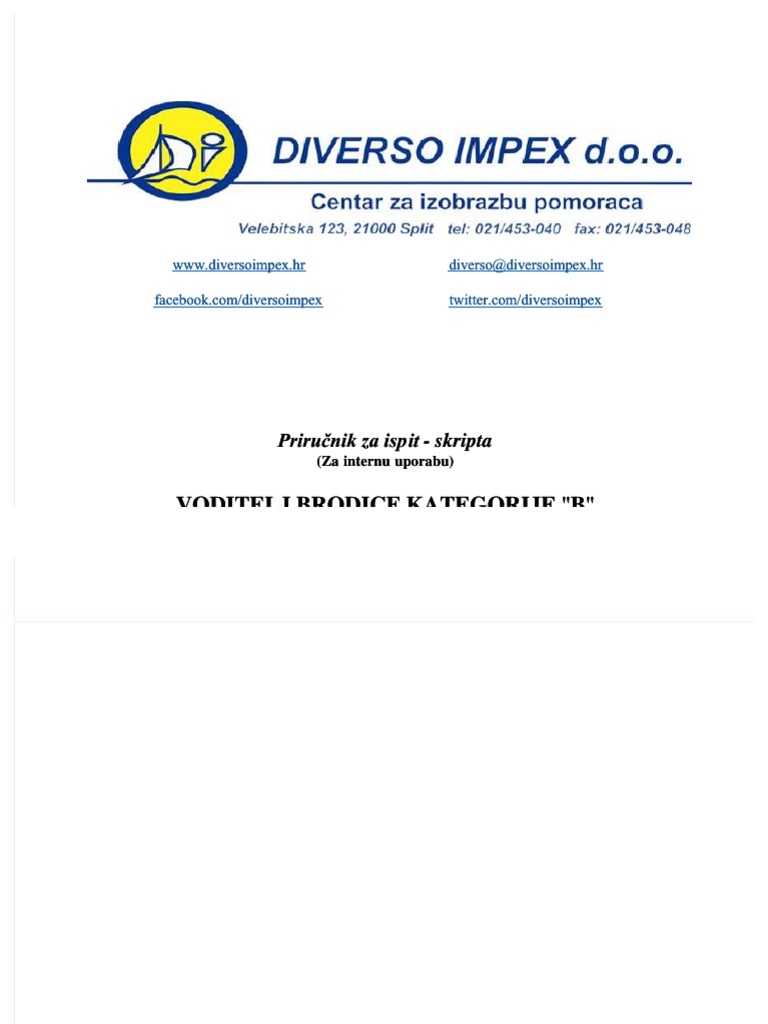 Voditelj Brodice Kategorije B Skripta Compress | PDF