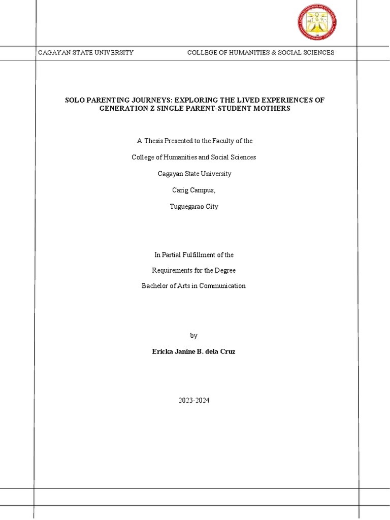 Gen Z Single Parent-Student Mothers' Journeys | PDF | Family | Single ...