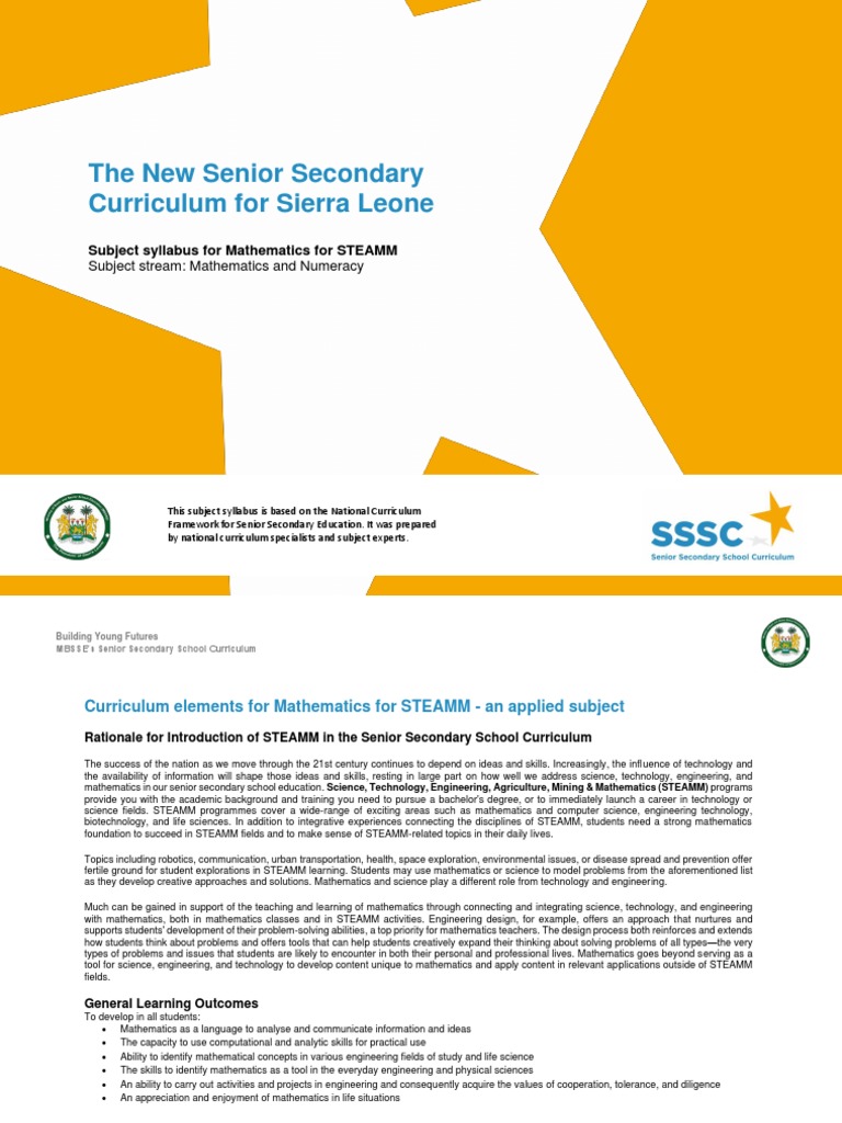 SSS Syllabus Mathematics For STEAMM | PDF