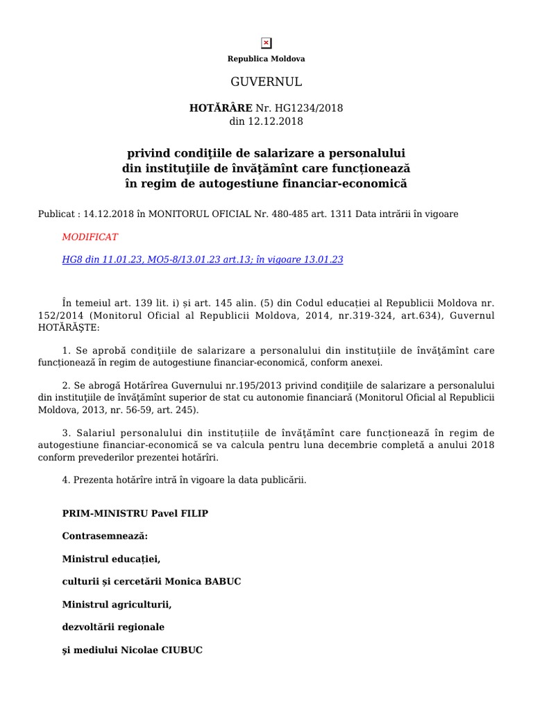 HG 1234 Salarizare | PDF