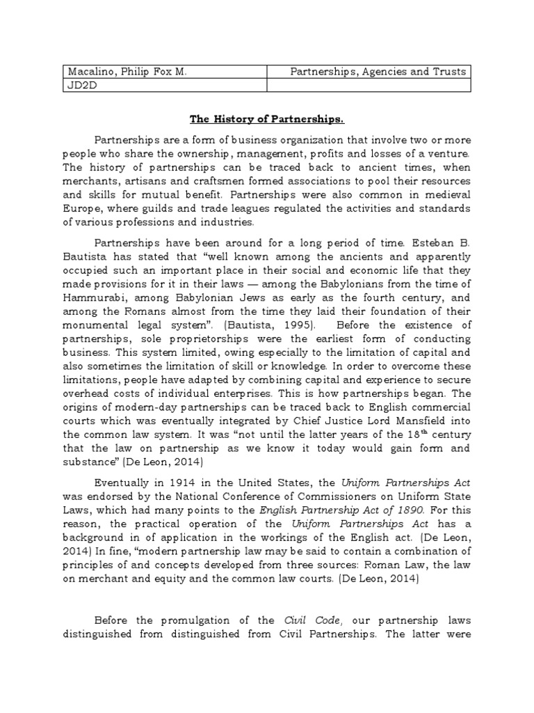 History of Partnerships | PDF | Partnership | Common Law