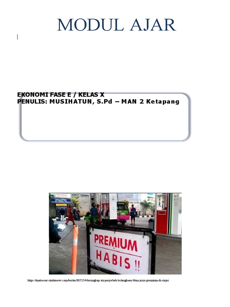 Modul Ajar Ekonomi - Ekonomi - Masalah Ekonomi - Fase E | PDF