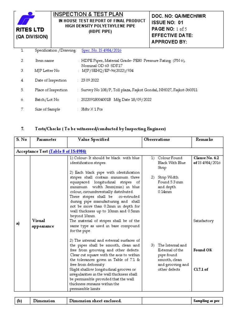Anneture 4 Master List Factory Testing IS 4984 | PDF