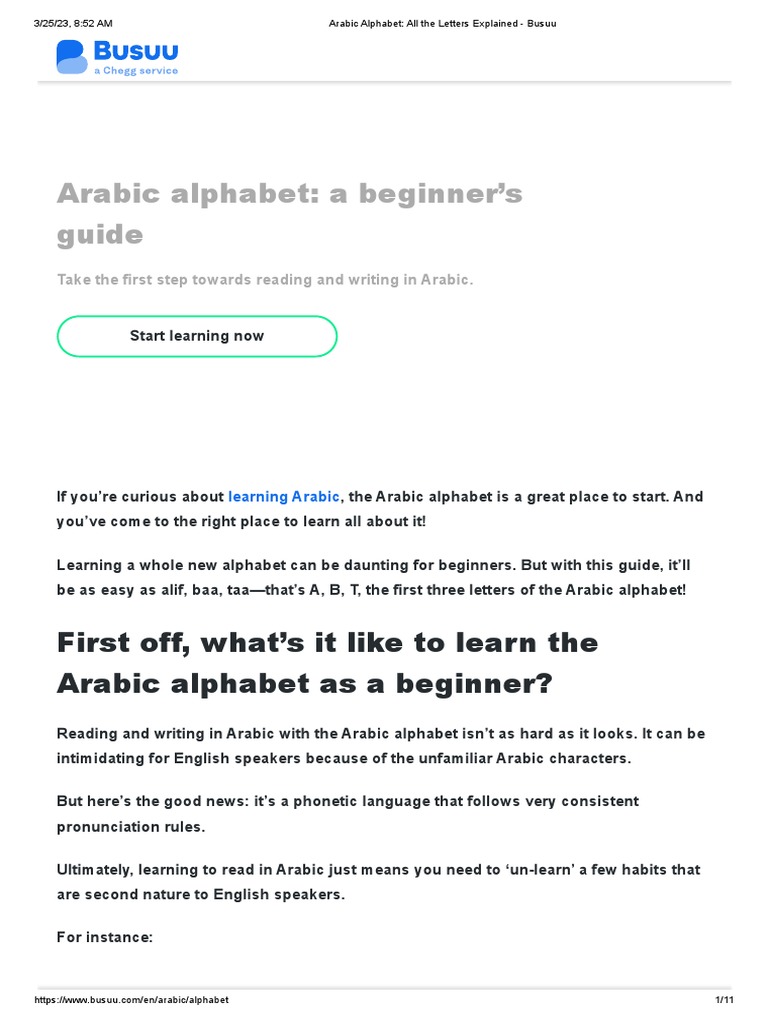 Arabic Alphabet_ All the Letters Explained - Busuu | PDF