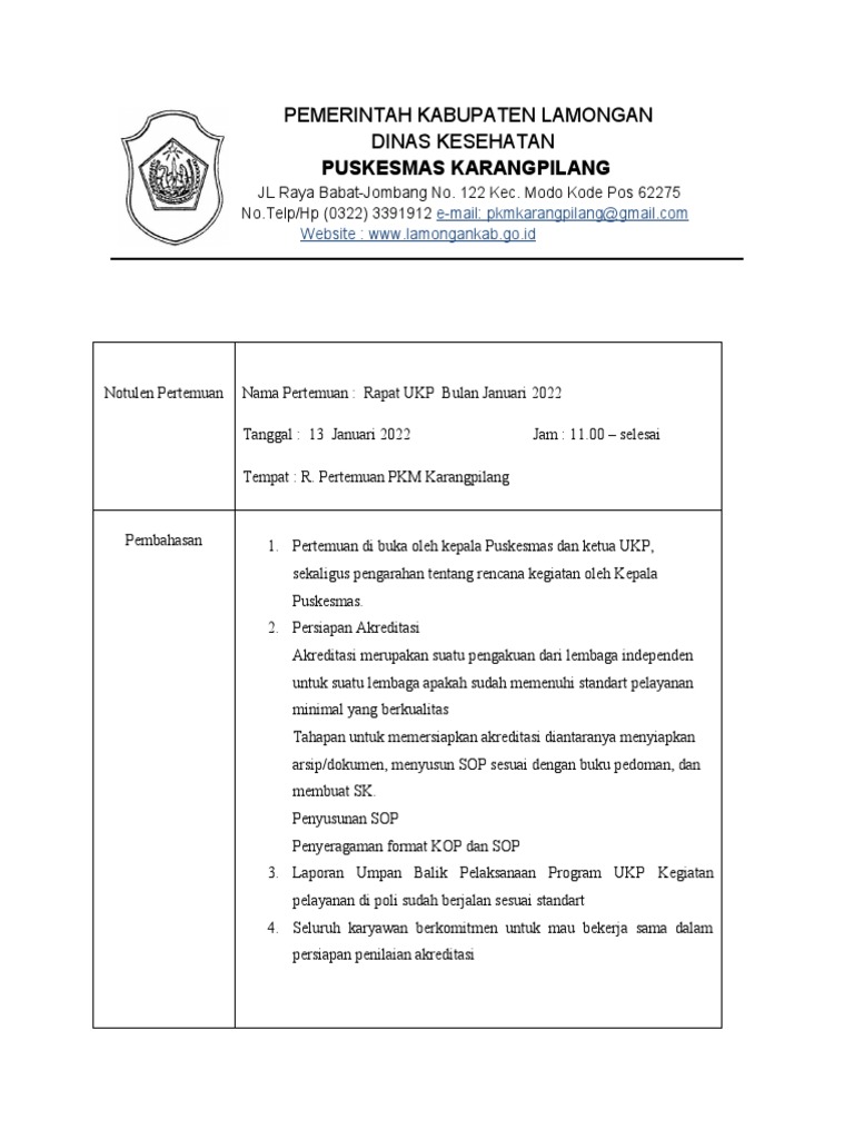 Notulen RPT Ukp 2022 | PDF
