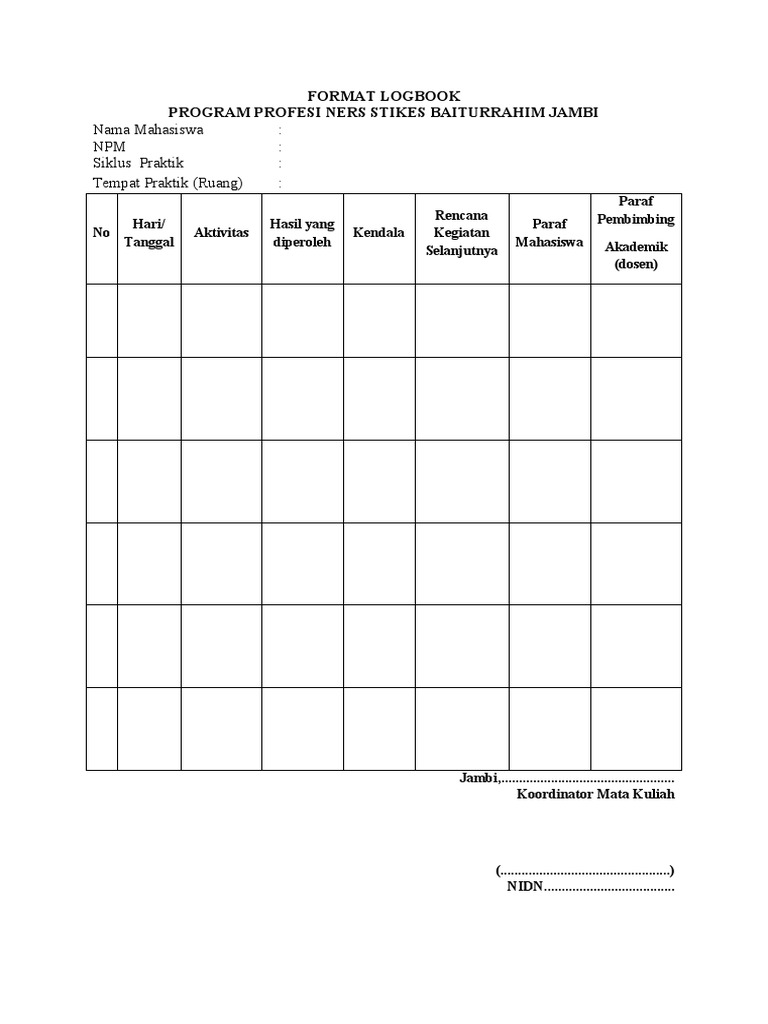 Format Logbook Pdf