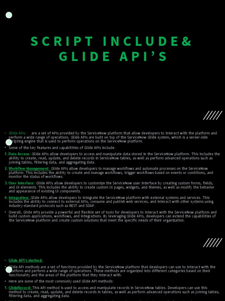 6.script Include& Glide API's | PDF | Parameter (Computer Programming) | Scripting Language
