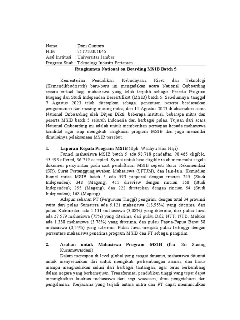 Onboarding MSIB Batch 5 | PDF