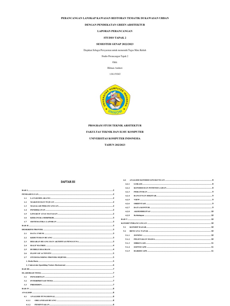 Hilman Anshori - Laporan Perencanaan Tapak2 | PDF | Griya & Taman | Teknologi & Rekayasa
