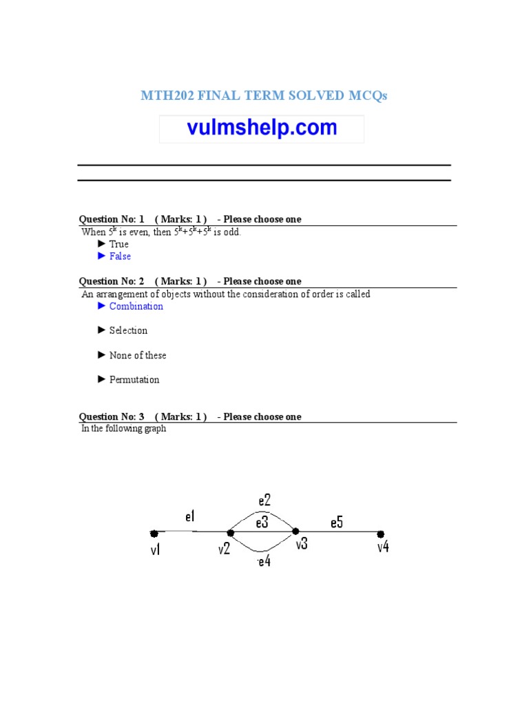 MTH202 FINAL TERM SOLVED MCQs | PDF