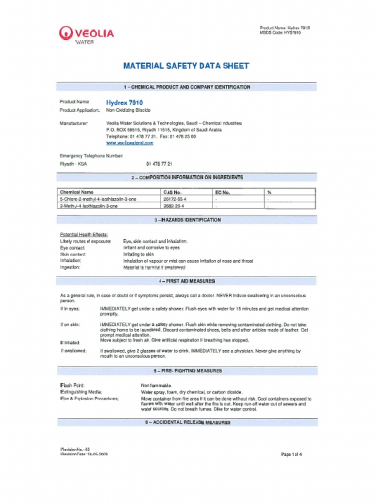 Hydrex 7910 - MSDS | PDF