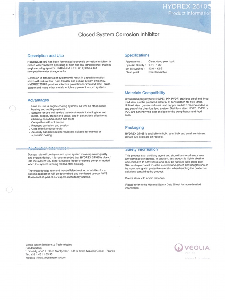 HYDREX 2510 S (Sodium Nitraite) | PDF