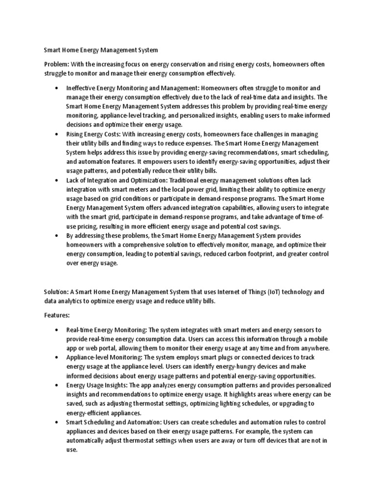 Smart Home Energy Management System | PDF | Energy Conservation | Home Automation