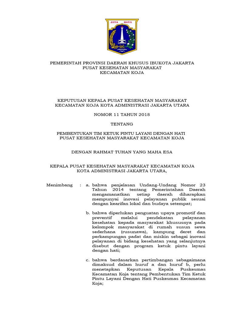 SK Pembetukan Tim KPLDH PKC KOJA | PDF