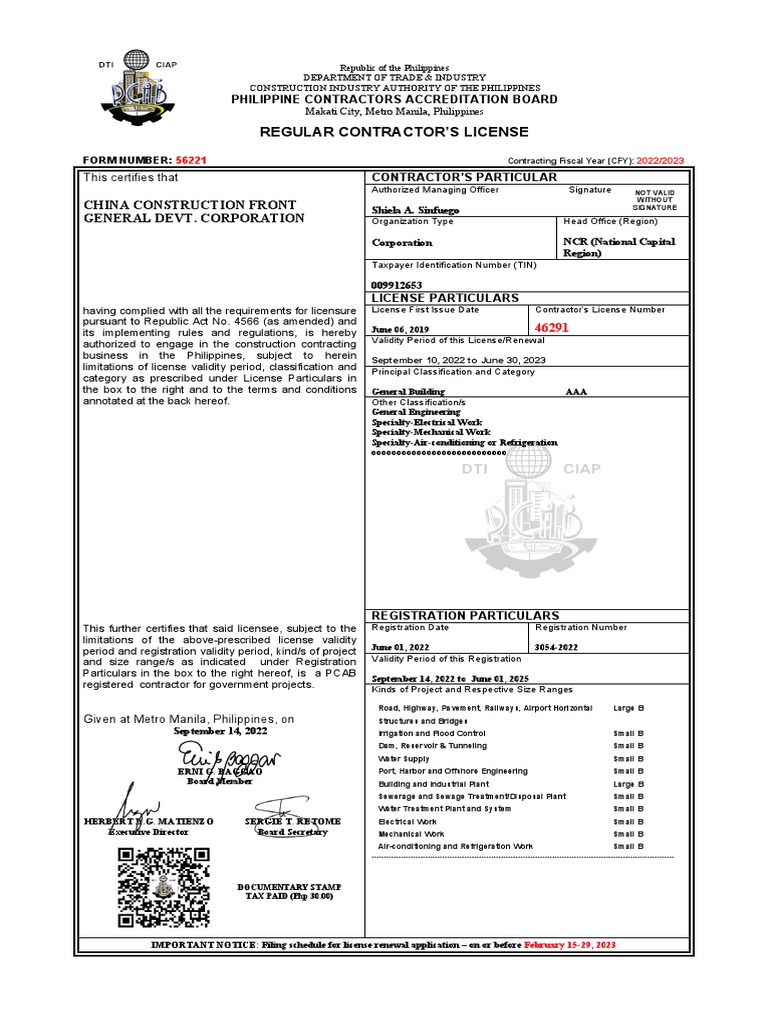 PCAB License Large B | PDF | License | Licensure
