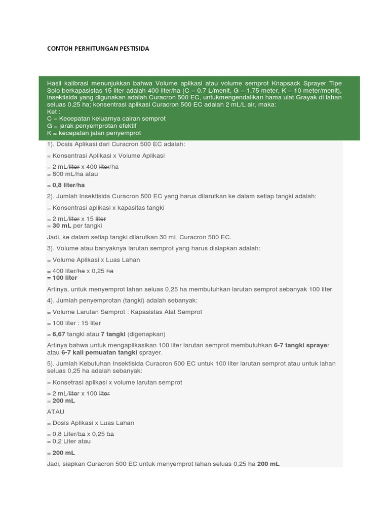 Contoh Perhitungan Pestisida | PDF