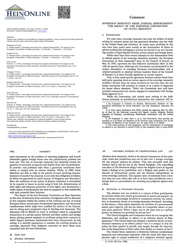 SOVEREIGN IMMUNITY FROM JUDICIAL ENFORCEMENT- THE IMPACT OF THE ...