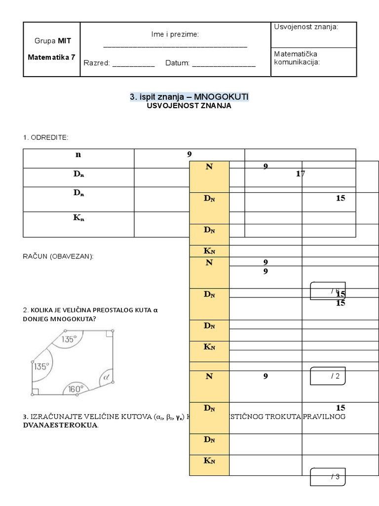 Ispit Znanja - Mnogokut A - Mit | PDF