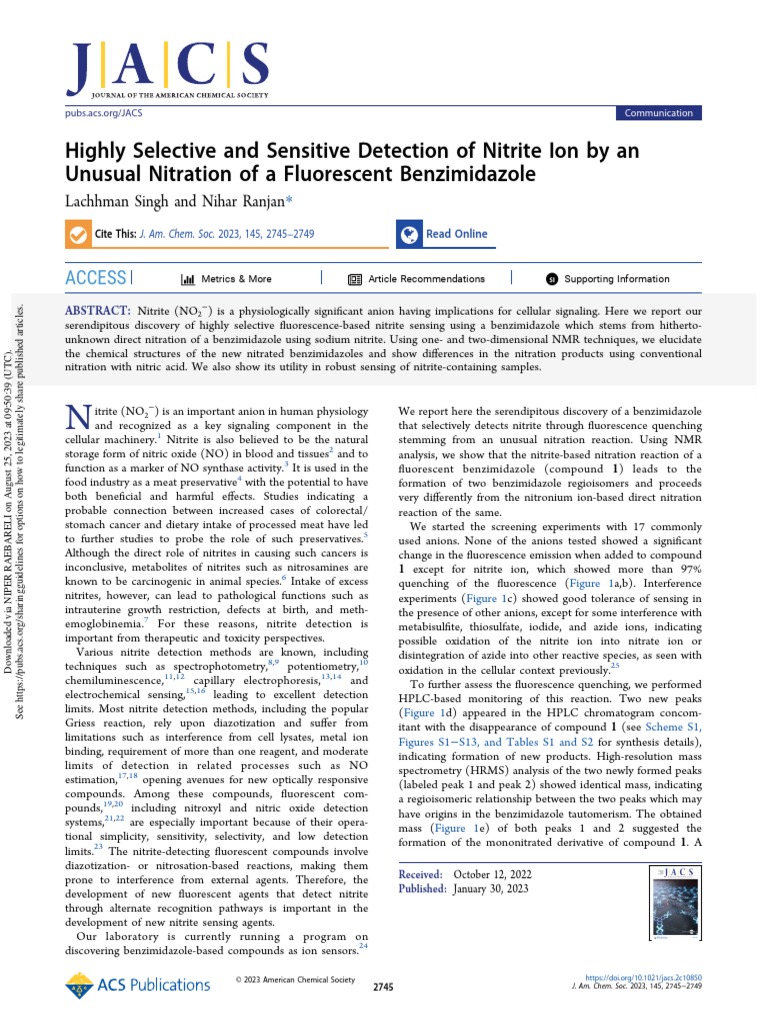 Jacs 2c10850 | PDF | Two Dimensional Nuclear Magnetic Resonance Spectroscopy | Nitrite