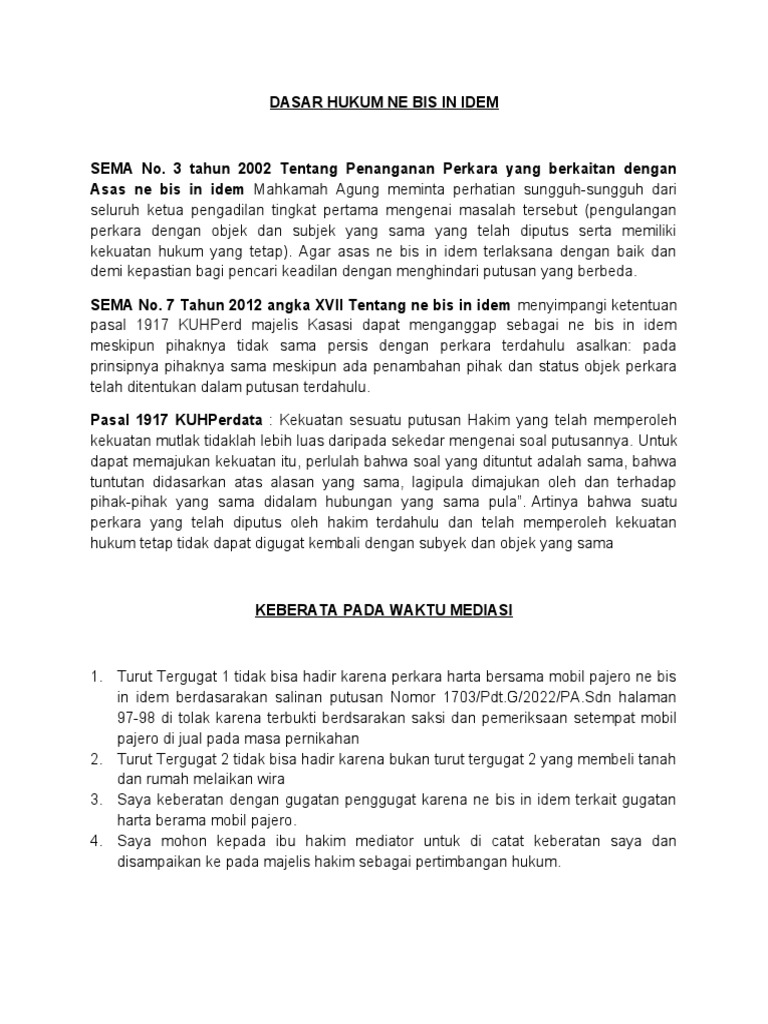 Sema Nebis in Idem | PDF