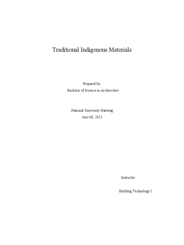 Traditional Indigenous Materials | PDF | Lumber | Wood
