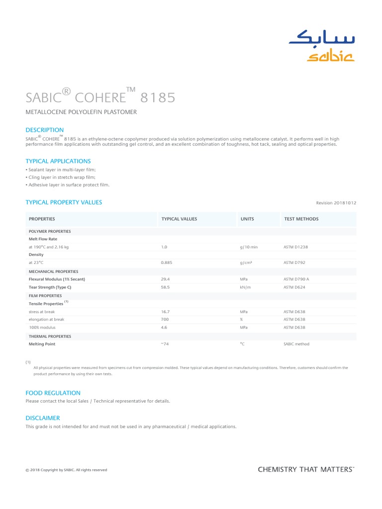SABIC® COHERE™_8185_Global_Technical_Data_Sheet | PDF