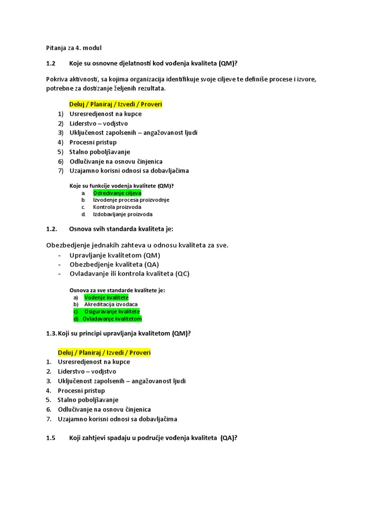 Spisak Pitanja 4. Modul | PDF