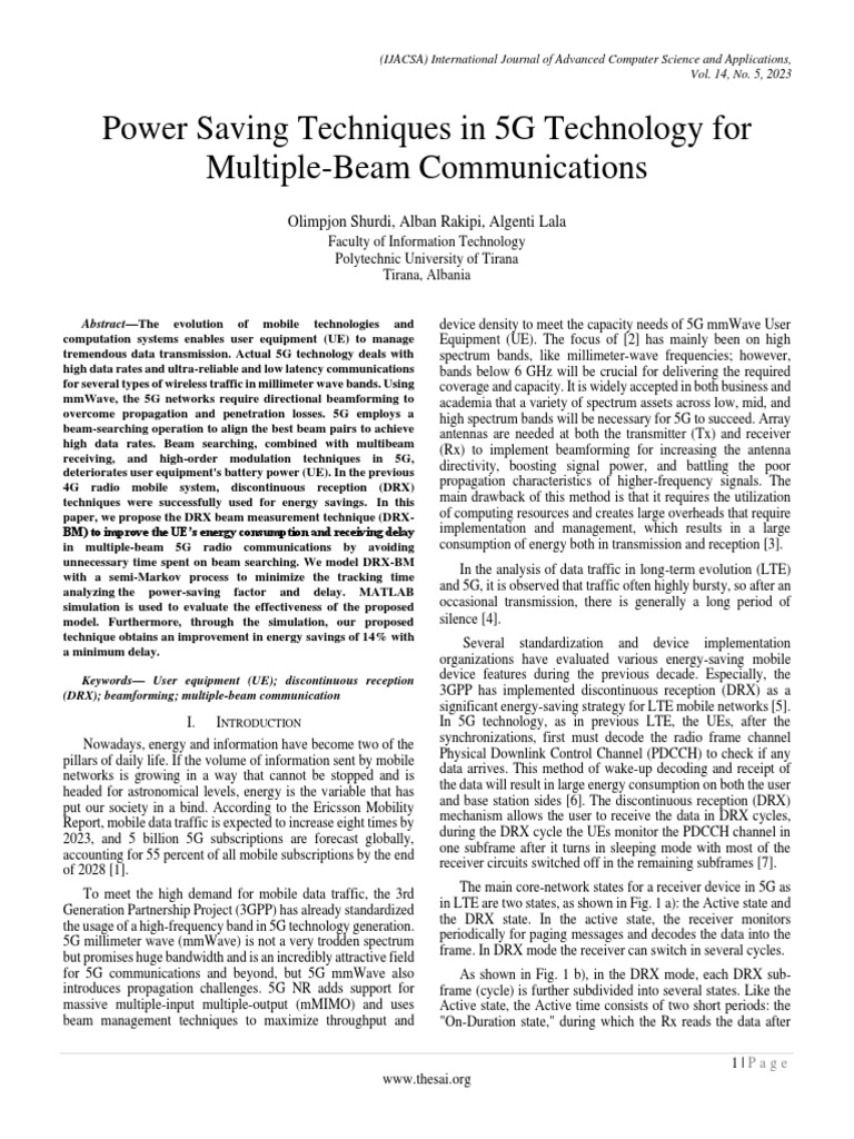 Power Saving Techniques in 5G Technology For Multiple-Beam Communications | PDF | Extremely High ...