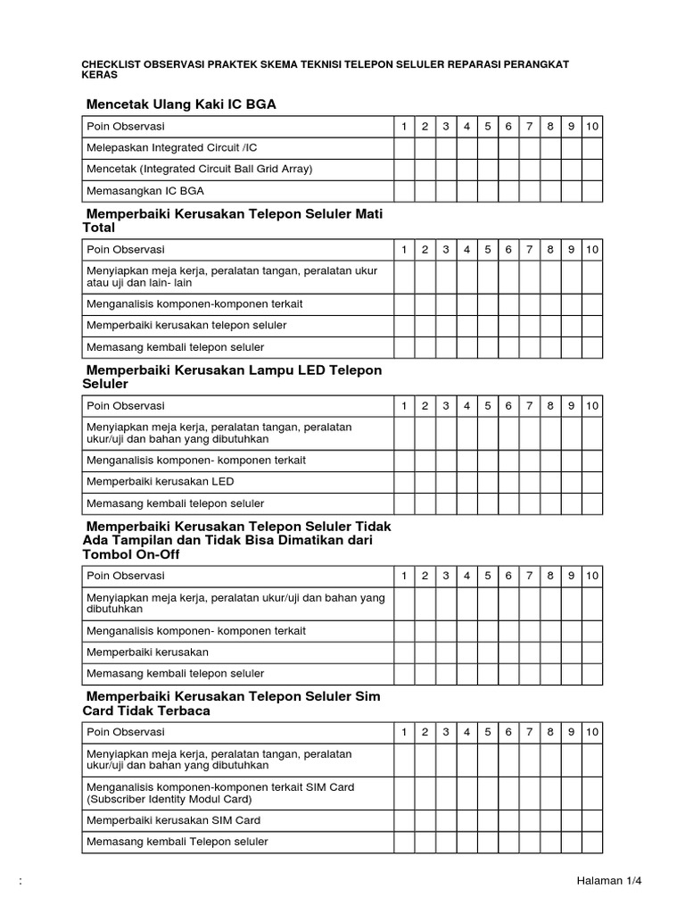 Checklist Observasi | PDF