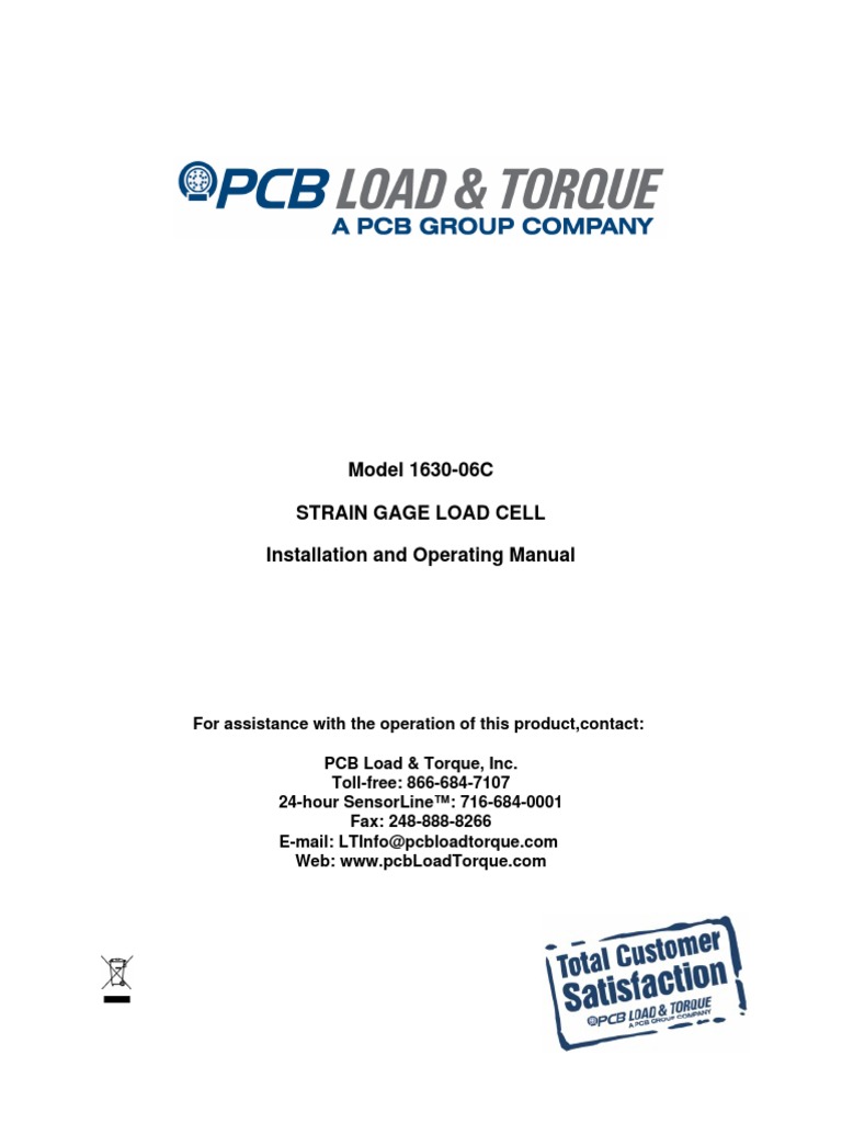 Model 1630-06C Strain Gage Load Cell Installation and Operating Manual ...