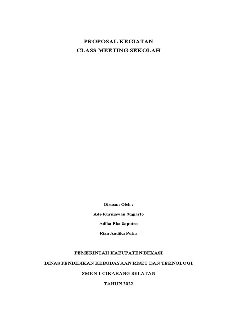 Proposal Kegiatan Class Meeting Osis | PDF | Bisnis | Seni