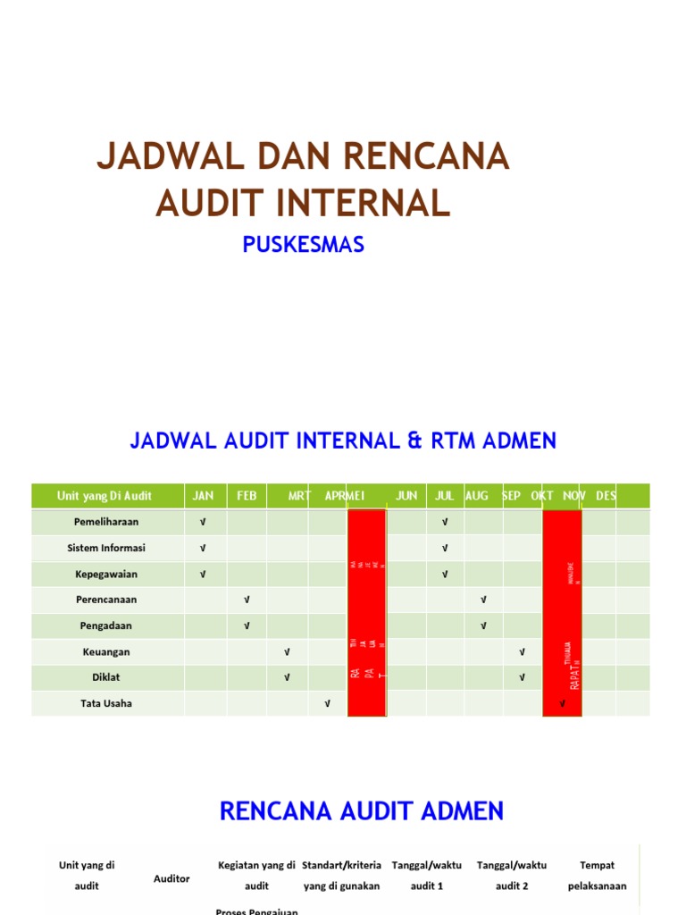 Jadwal Audit Internal Puskesmas 2023 | PDF