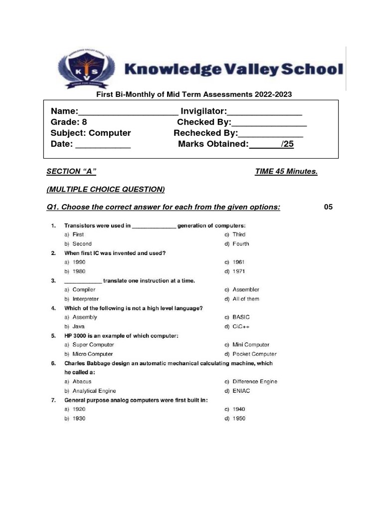 Computer CLASS 8 | PDF