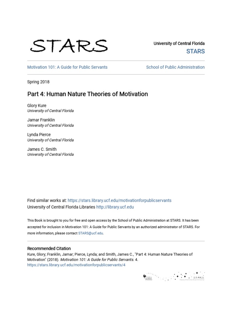 Part 4 - Human Nature Theories of Motivation | PDF | Motivational | Motivation