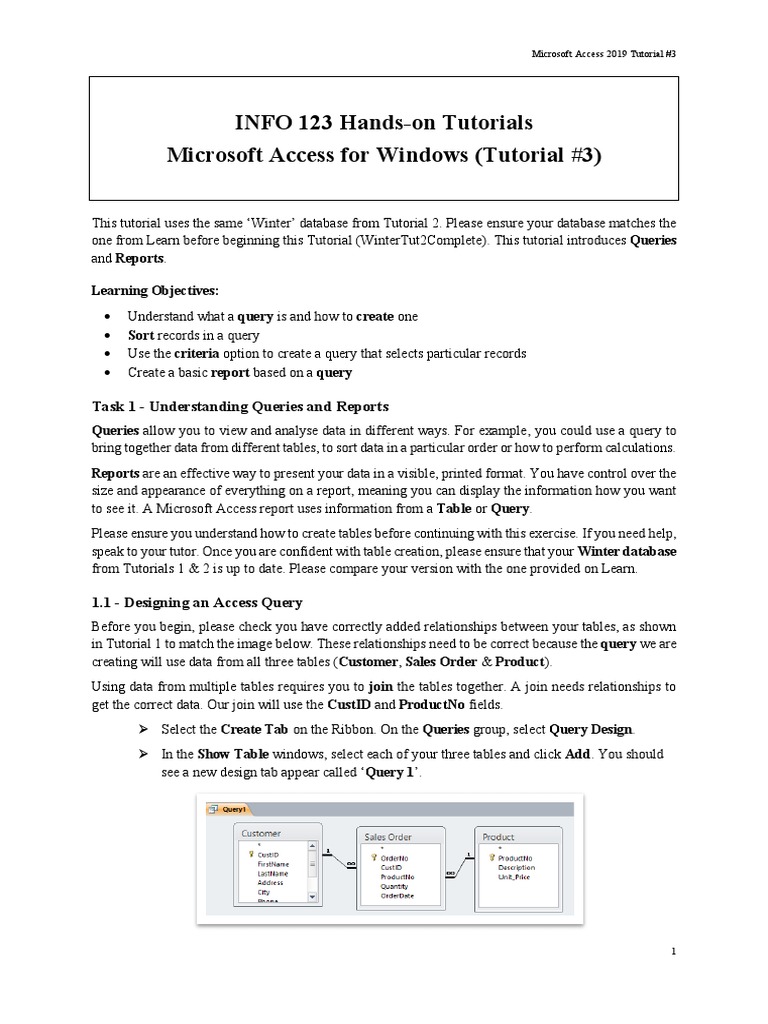 Access Tutorial 3 Instructions File Pdf Microsoft Access Databases