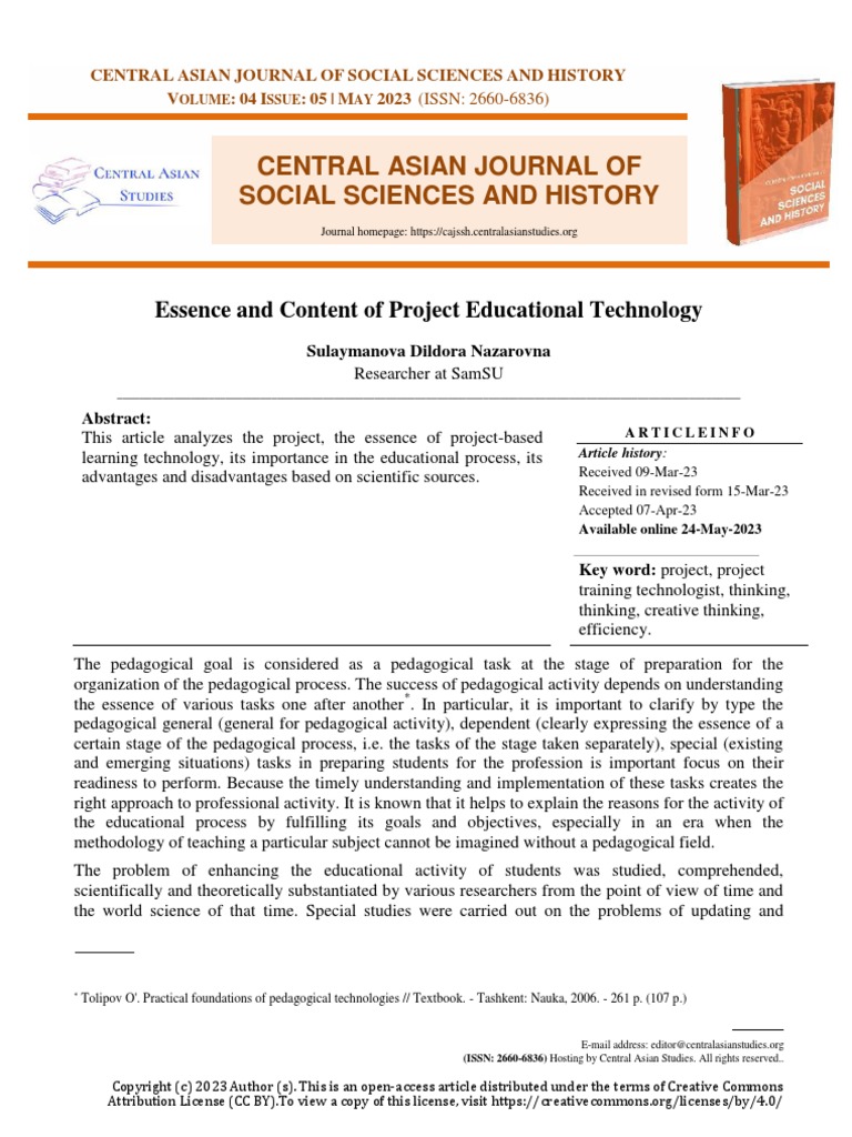 Essence and Content of Project Educational Technology | PDF
