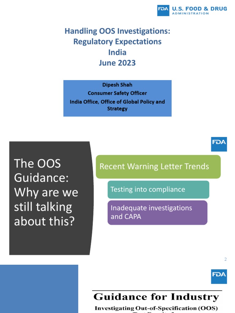 Handling OOS Investigations Regulatry Expectn India 2023 | PDF ...