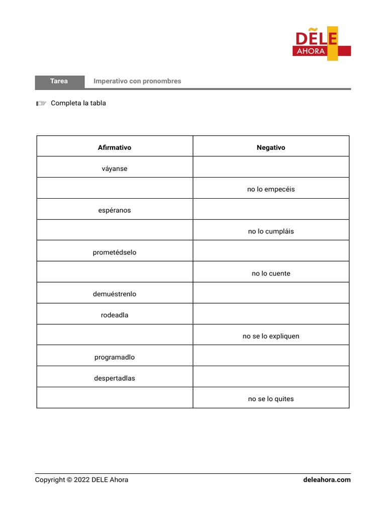 Imperativo Con Pronombres | PDF