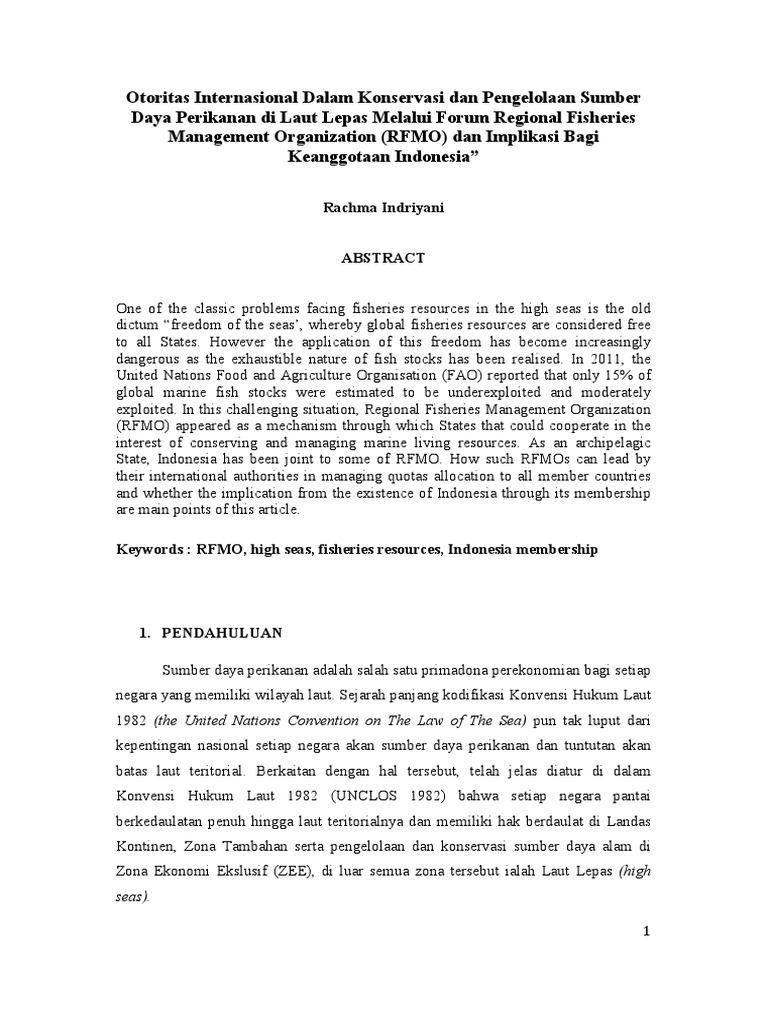 Peran RFMO dalam Pengelolaan Perikanan | PDF