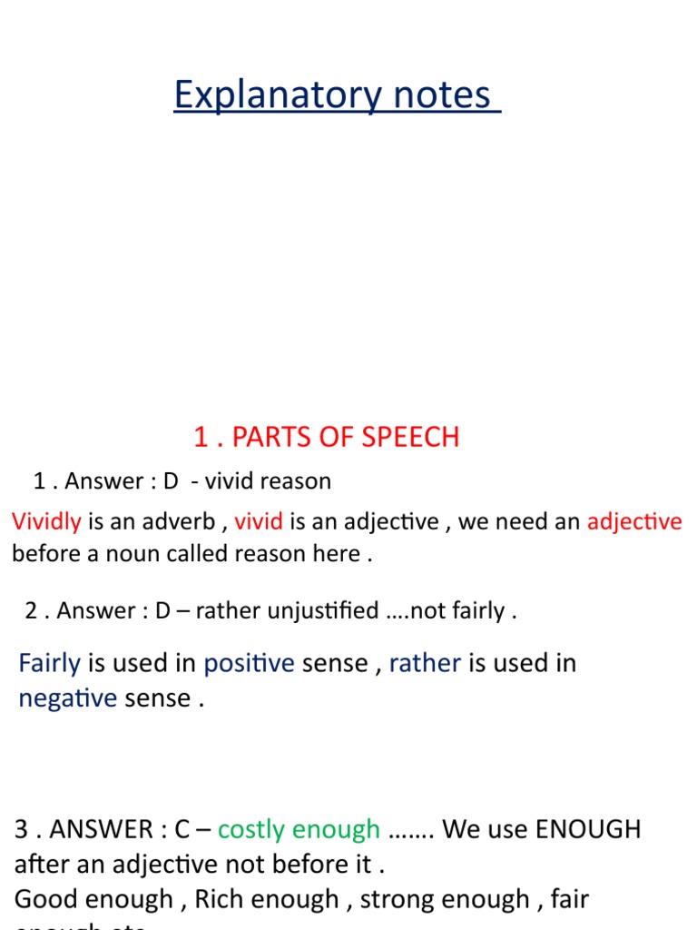 Explanatory Notes | PDF | Verb | Grammatical Tense