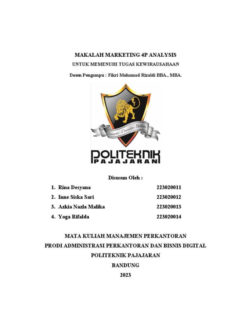 Makalah 4p Analysis - Kel 3 - AP A | PDF Makalah 4p Analysis - Kel 3 - AP A | PDF
