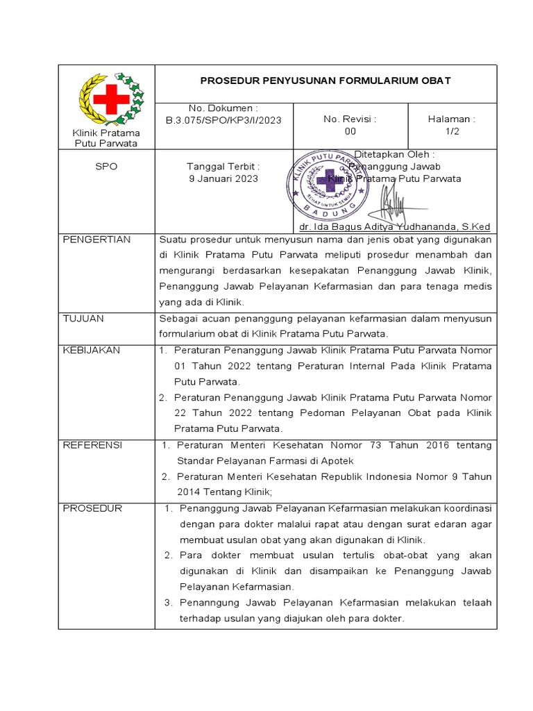 Spo Prosedur Penyusunan Formularium Obat Pdf