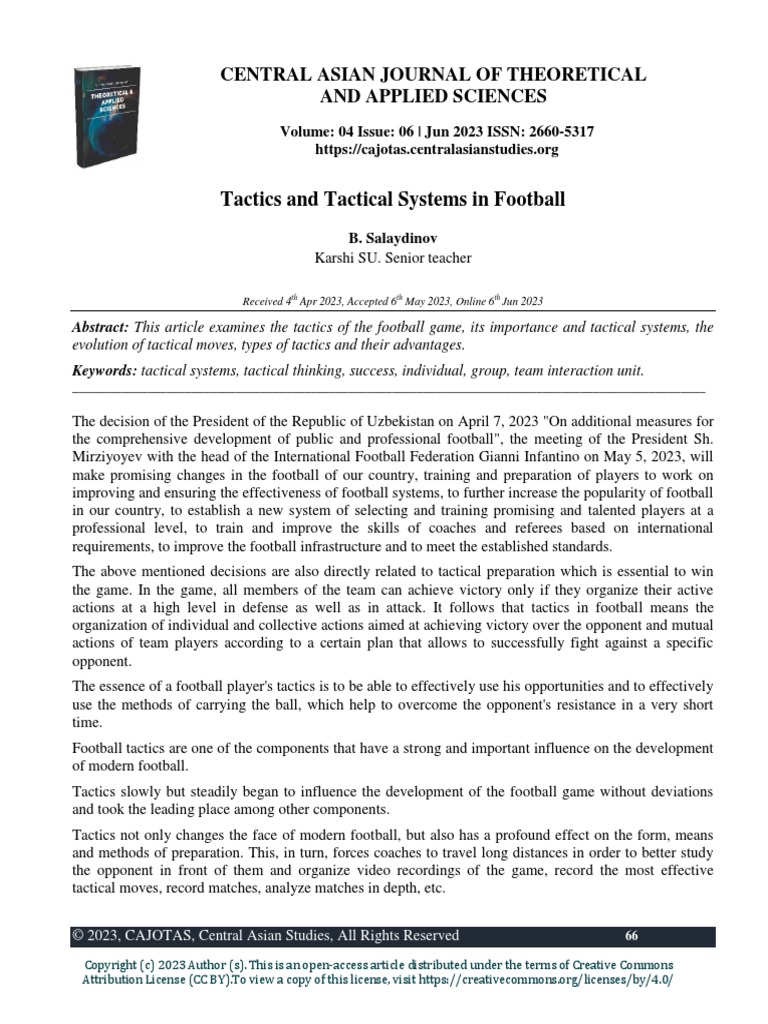 Tactics and Tactical Systems in Football | PDF