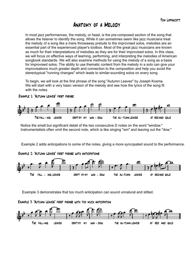 Anatomy of A Melody 1 | PDF | Interval (Music) | Chord (Music)