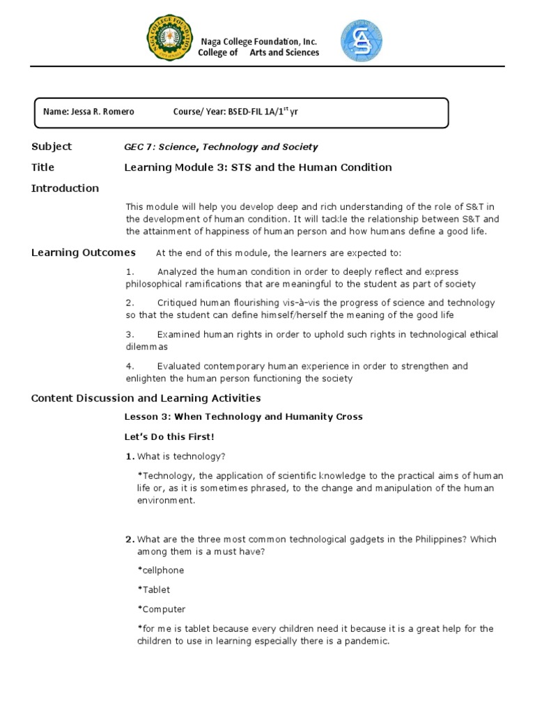 When Humanity and Technology Cross (Module) | PDF | Robot | Robotics