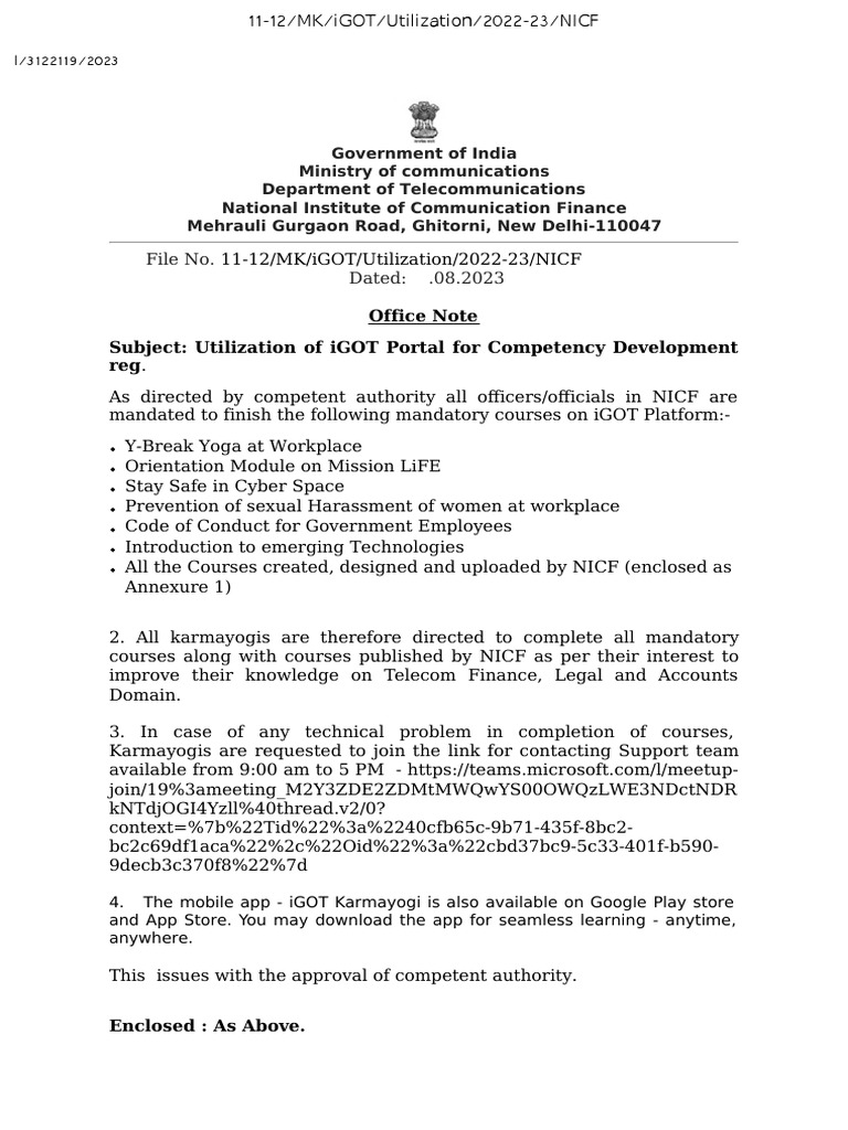 Utilization of IGOT Portal For Competency Development | PDF | Business ...