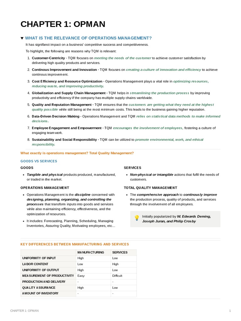 Chap 1 Opman | PDF | Operations Management | Quality Management